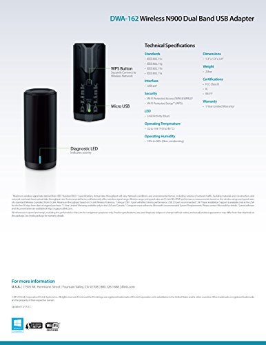 D-Link DWA-162 Wireless Network Adapter - Specs, Compare Prices | Pangoly