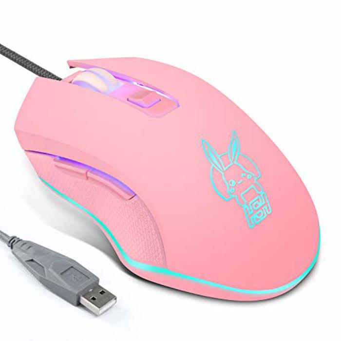 Pink Mouse Silent Click, 7 Colors Backlit Optical Game Mice Ergonomic ...
