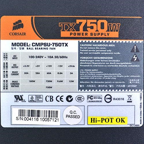Corsair CMPSU-750TX Power Supply - Specs, Compare Prices | Pangoly