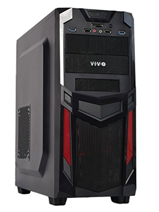 VIVO ATX Mid Tower Computer Gaming PC Case / Black Red Desktop Shell ...