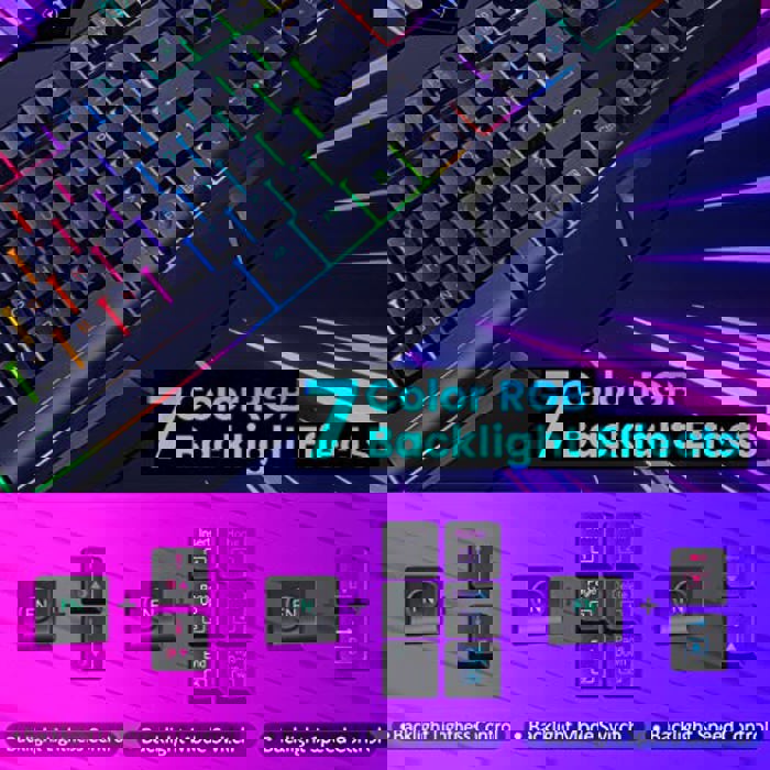 Dacoity Gaming Keyboard, Full Size RGB Backlit Quiet Computer Keyboard ...