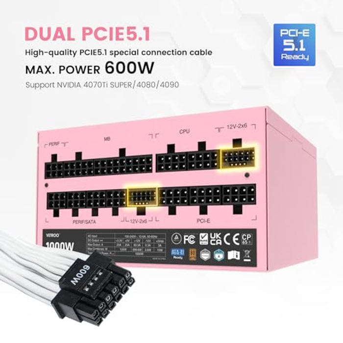 Vetroo 1000W Pink vs XPG Cybercore II 1000W Power Supply Comparison ...